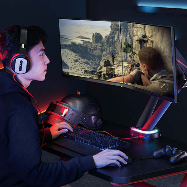 Dual LED Gaming Monitor Arm - Desky Commercial